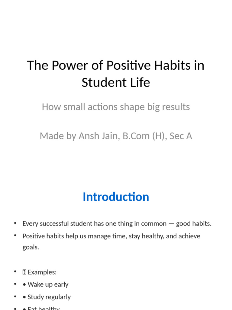 Positive Habits Final Presentation | PDF