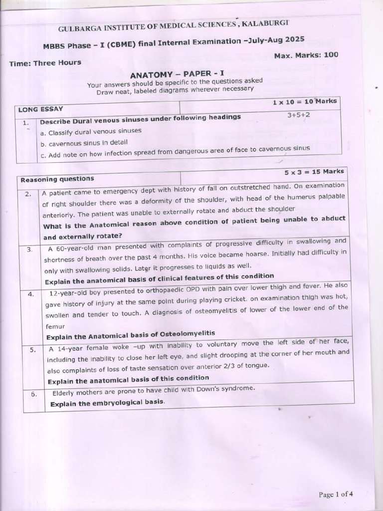 3rd IA Paper-1 QP | PDF