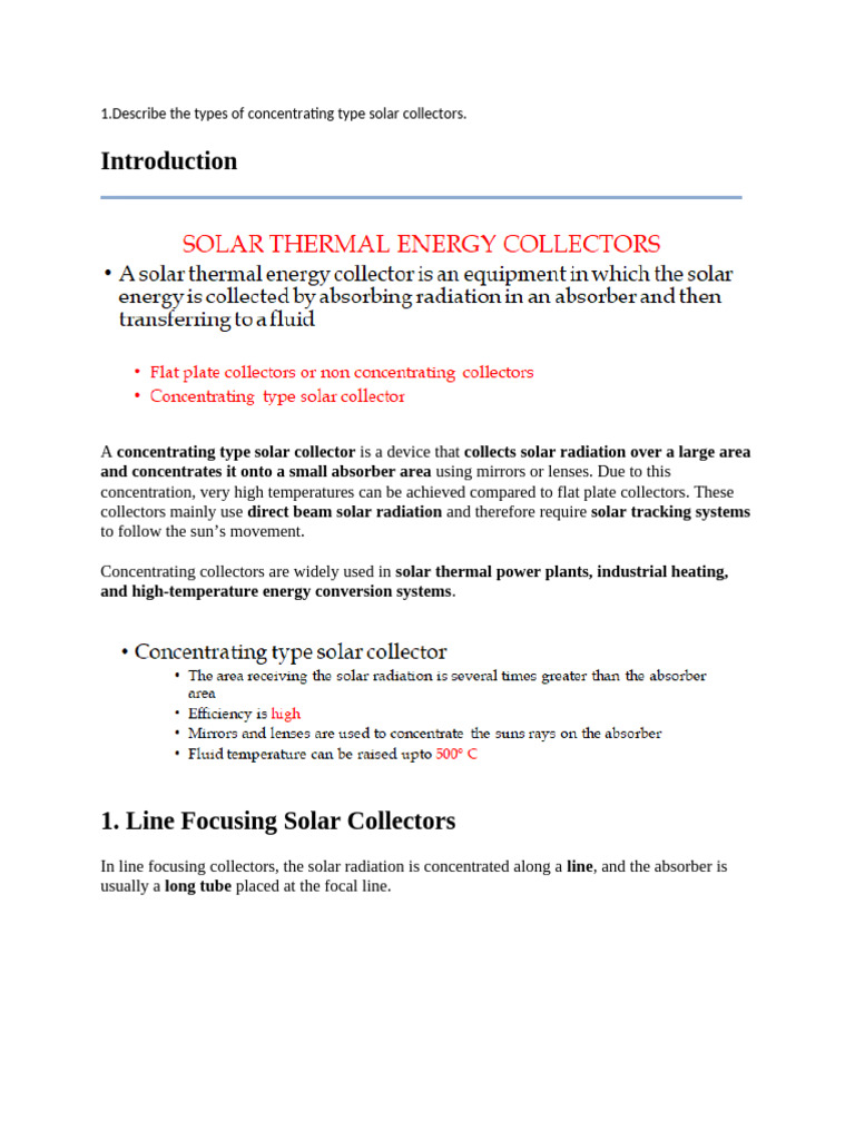 Concentrating Type Solar Collector | PDF