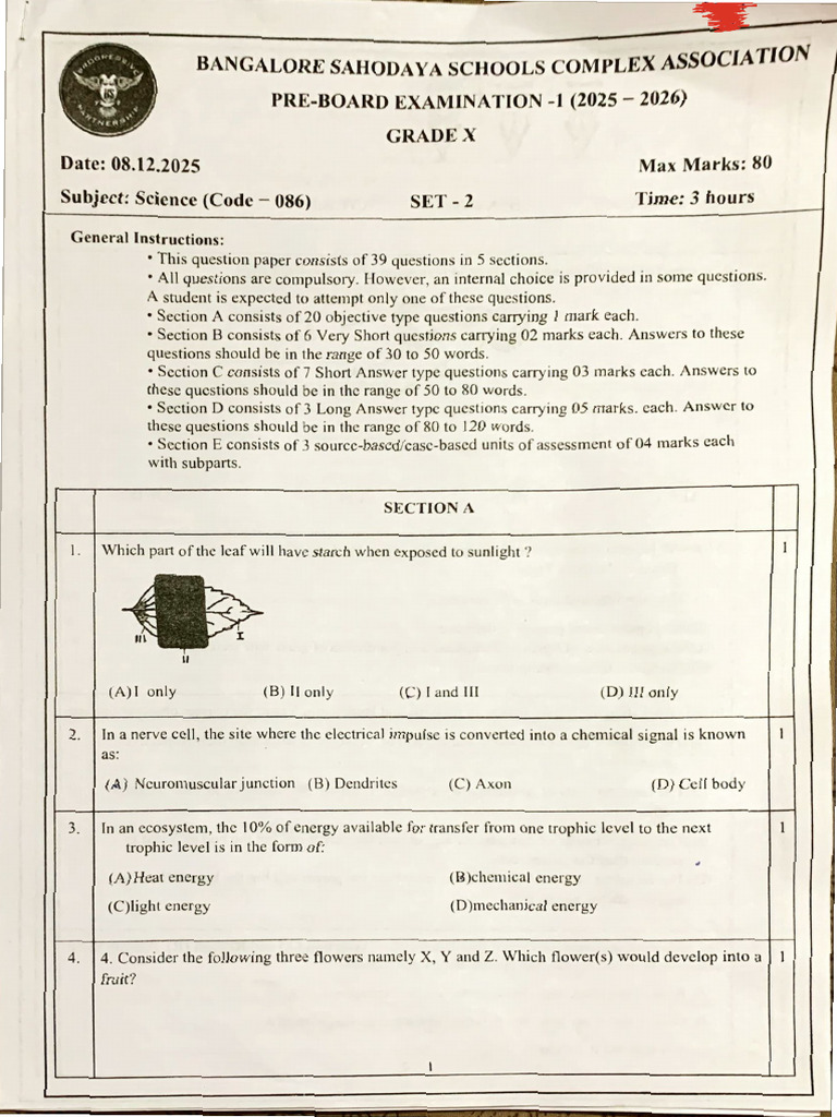 Sahodaya Sci - Set 2 2025-26 Class 10 | PDF