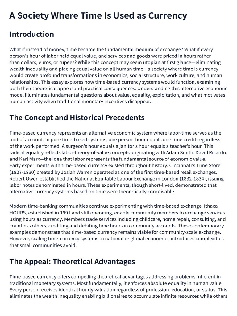 Society Time Currency | PDF | Incentive | Economics