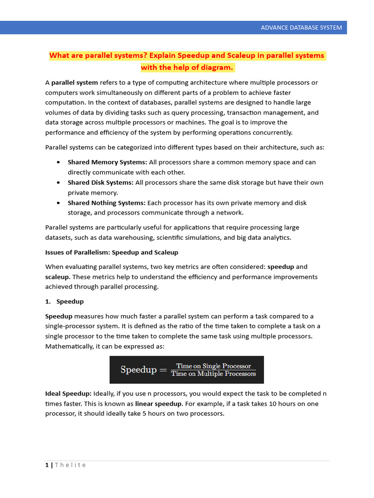 Parallel Database Systems Explained | PDF | Databases | Replication ...
