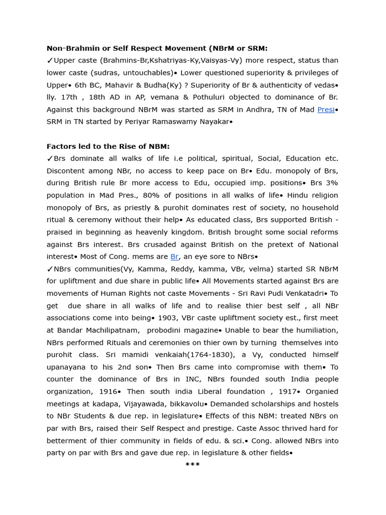 3 Non-Brahmin Movement | PDF
