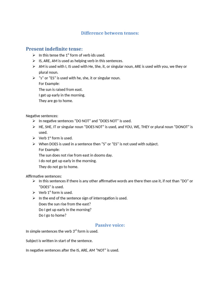 Difference Between Tenses | PDF
