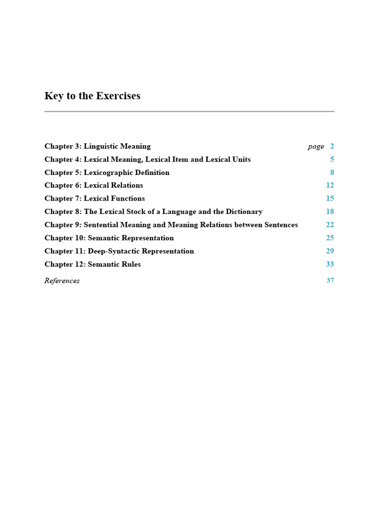 Key to Exercises | PDF | Semantics | Lexicon