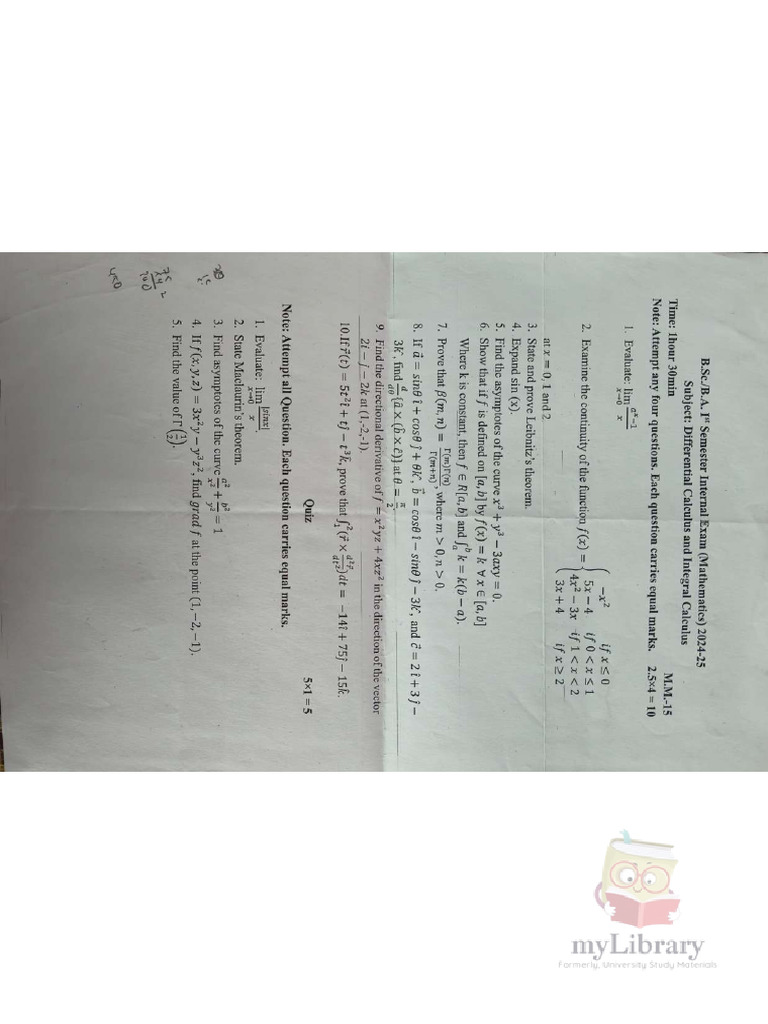 MyLibrary - Internal Math Sem 1 | PDF