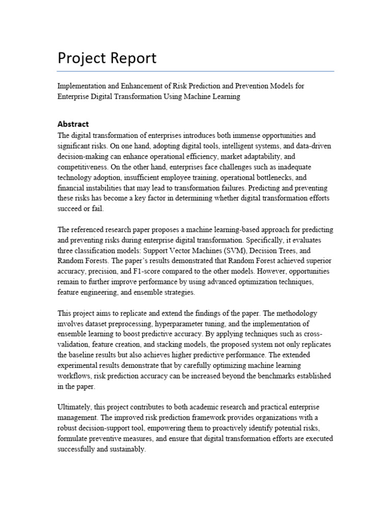 Project Report Digital Transformation Expanded | PDF | Support Vector ...