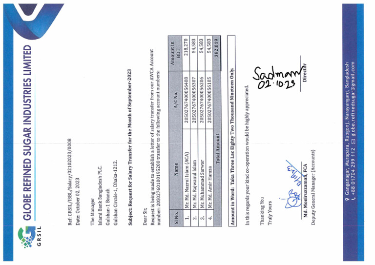 Bank Forwarding Letter-Sep-23 2 | PDF