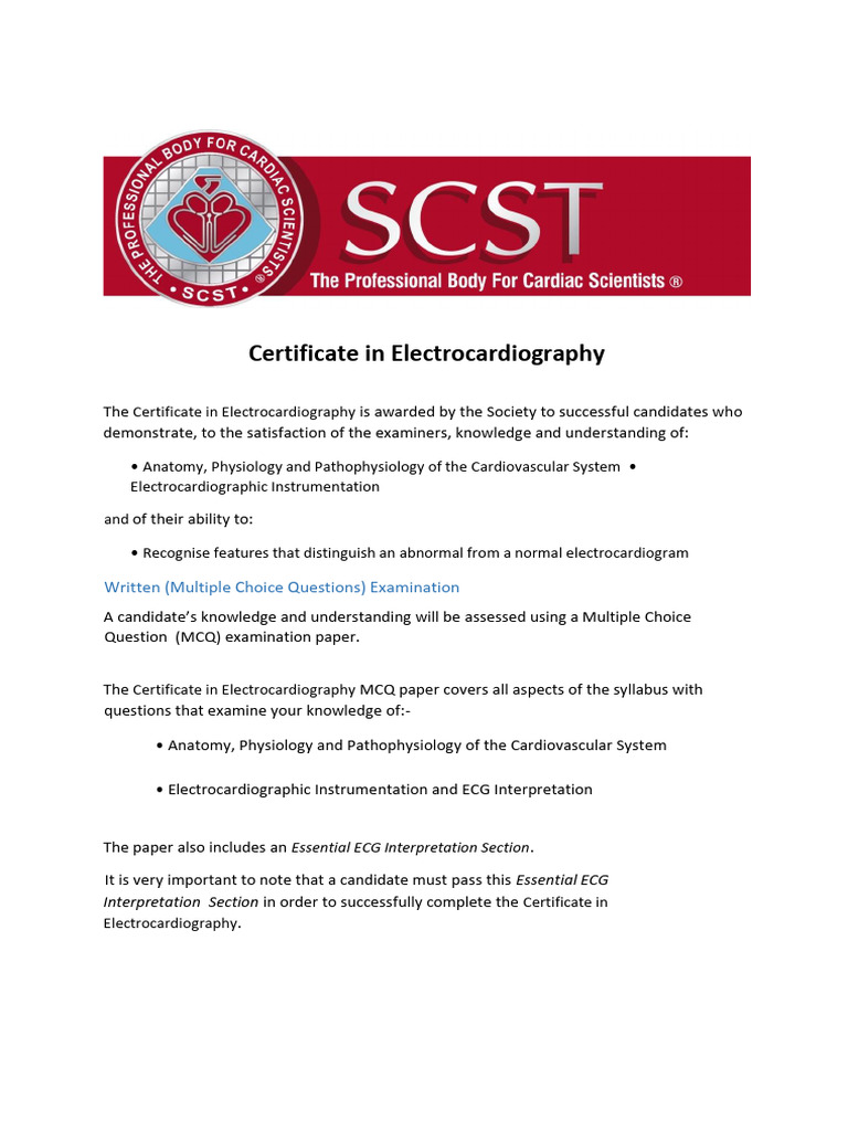 SCST Certificate of Electrocardiography Syllabus 2022 FINAL DRAFT 09-03 ...