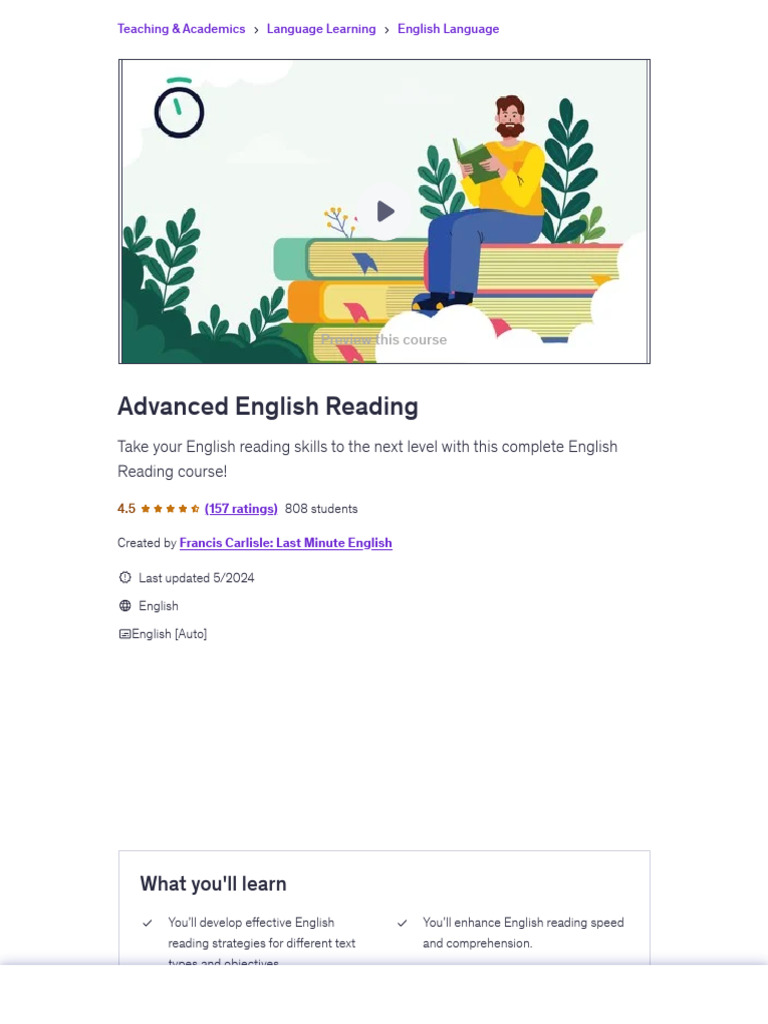 Advanced English Reading _ Udemy | PDF | Reading Comprehension ...