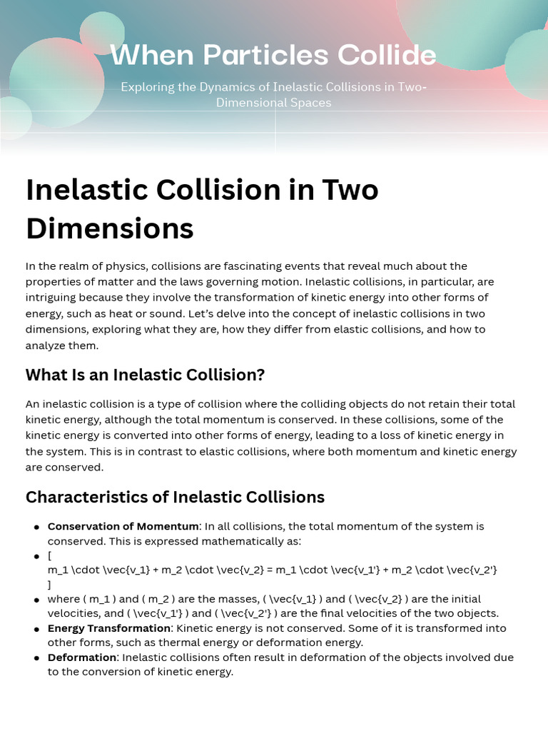Inelastic Collisions in 2D Physics | PDF | Collision | Momentum