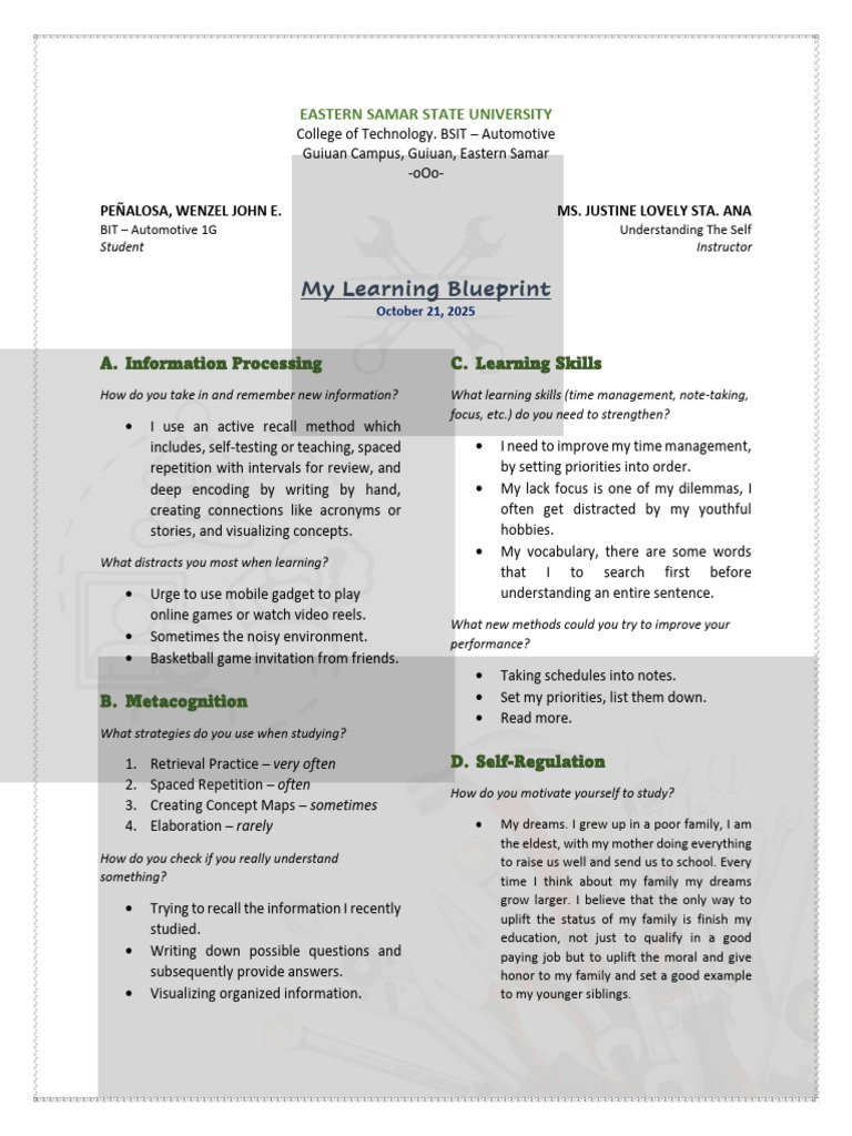 UTS-MyLearningBlueprint | PDF | Learning | Psychology
