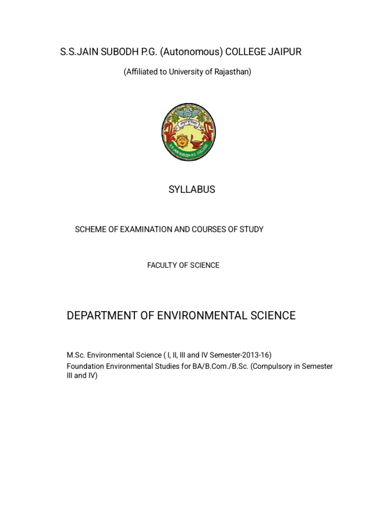 M.Sc. Environmental Science Syllabus | PDF | Ecology | Soil