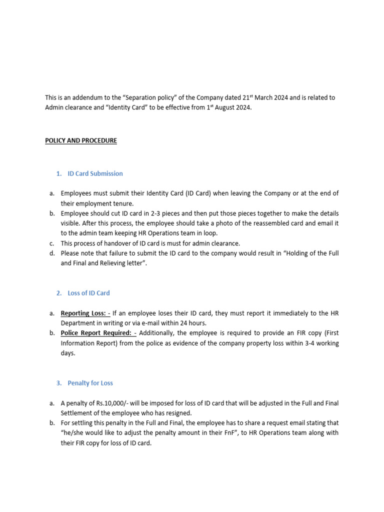 ID Card Policy | PDF