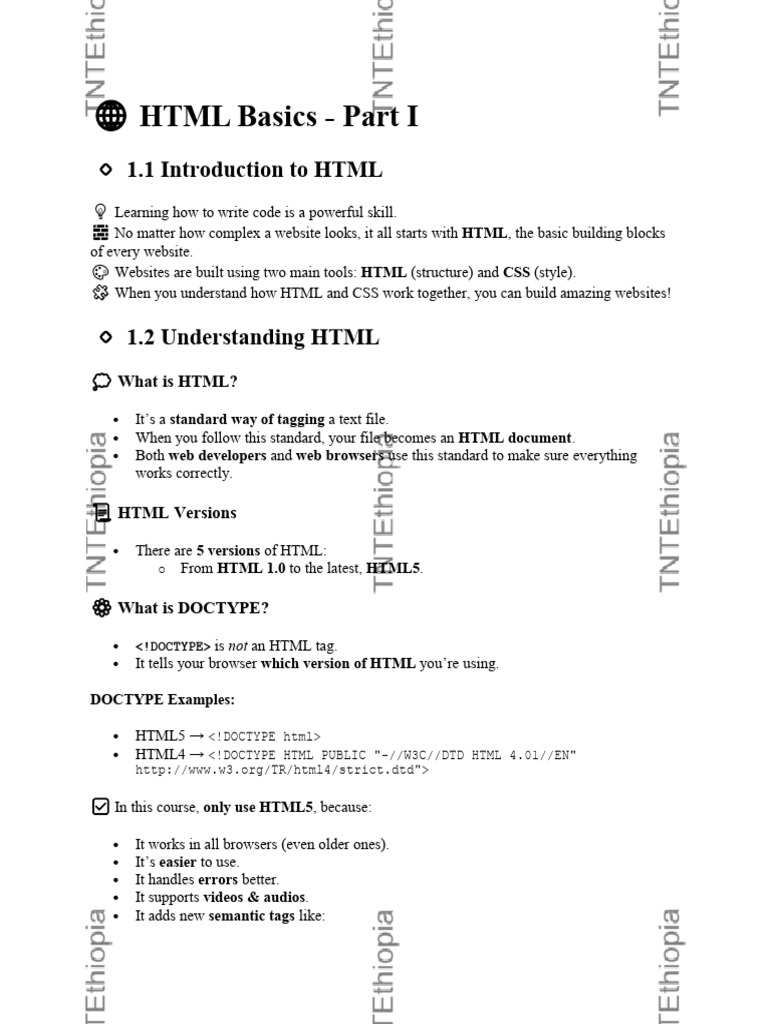 1.? HTML Basics Part-1 | PDF | Html | Html Element