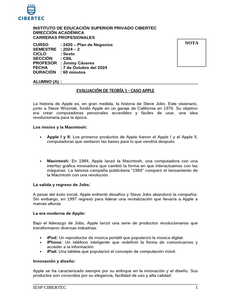 2420 Plan de Negocios C6il 00 t1 Jimmy Caceres Anticona | PDF | Apple ...