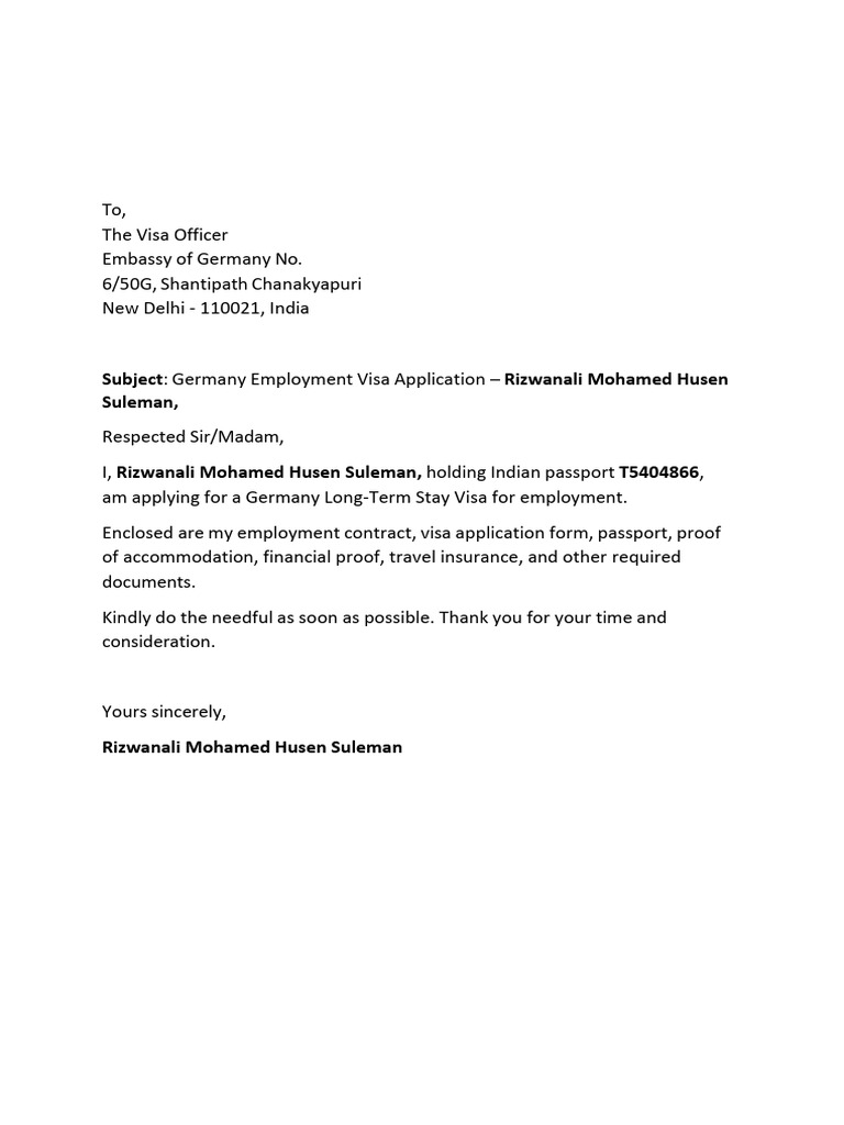 Rizwanali Mohamed Husen Suleman Cover Letter | PDF