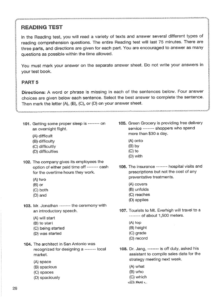 (Reading) Test 1 - 5 (1) | PDF
