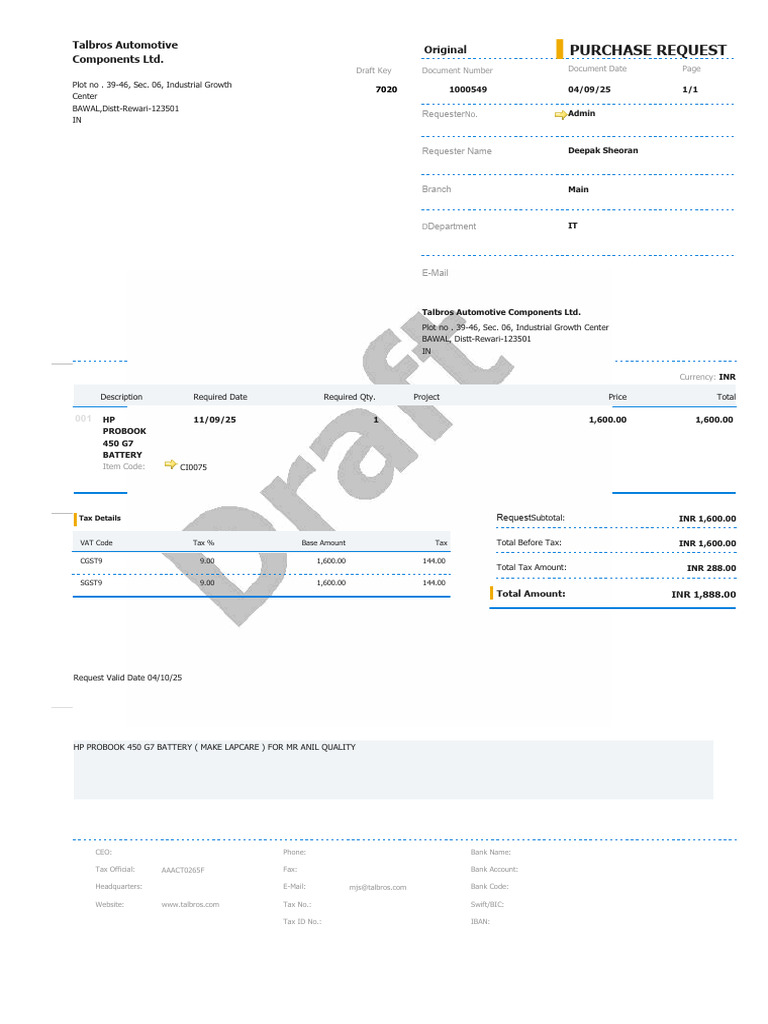 AP Purchase Request Draft | PDF | Payments | Banking