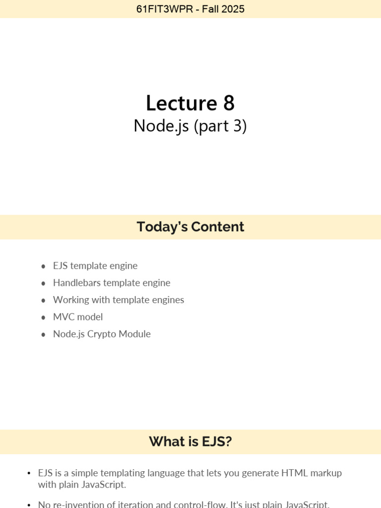 lect08_NodeJS_3_F2025_v2 | PDF | Java Script | Model–View–Controller