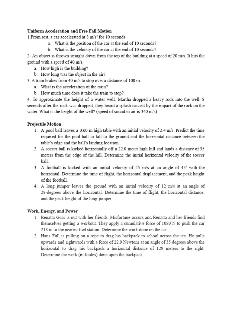 Physics-Practice Problems- Grade 12 | PDF | Momentum | Force