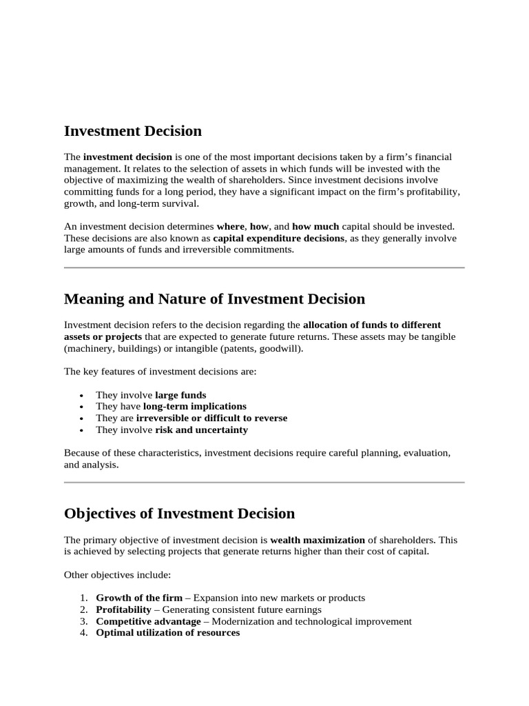 Understanding Investment Decisions | PDF | Investing | Risk