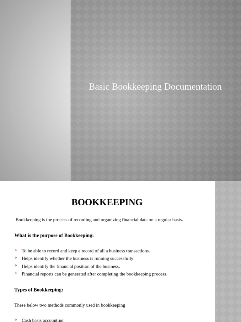 Basic Bookkeeping Documentation | PDF | Debits And Credits | Bookkeeping