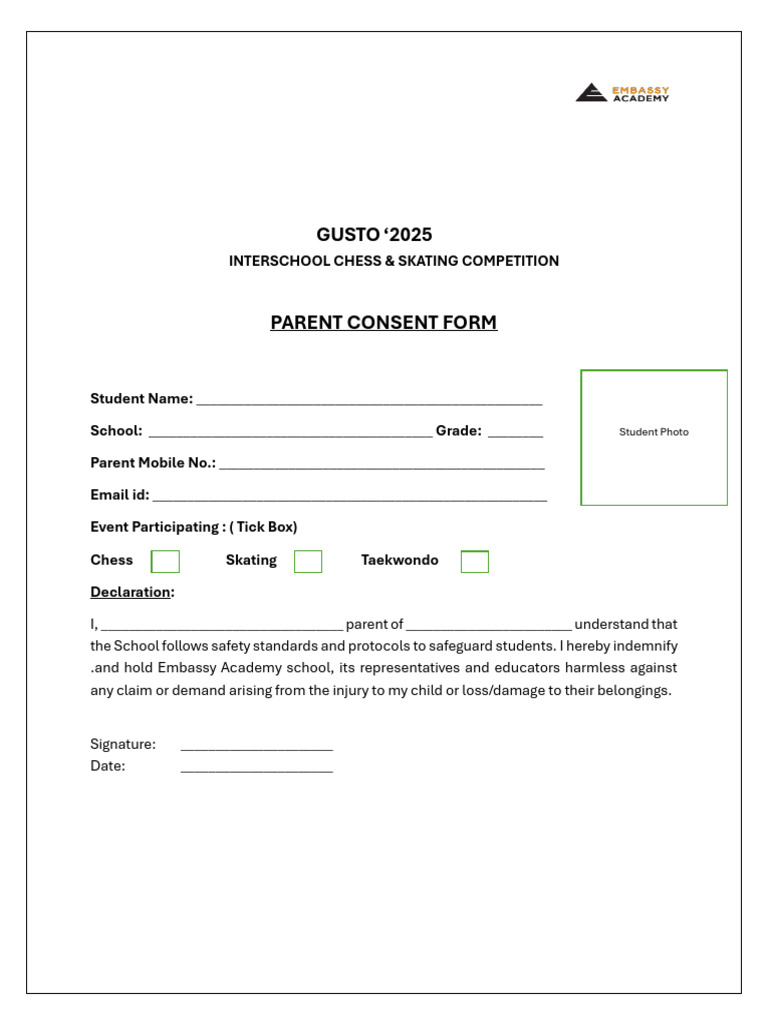 GUSTO 2025 Consent Form for Events | PDF