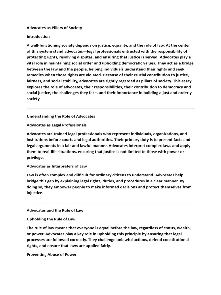 Advocates As Pillars of Society | PDF | Justice | Crime & Violence