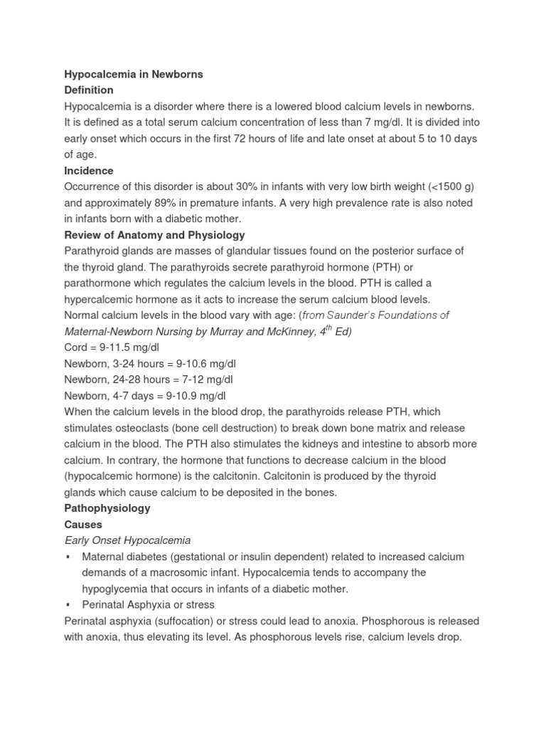 Hypocalcemia in Newborns | PDF | Endocrine System | Glands