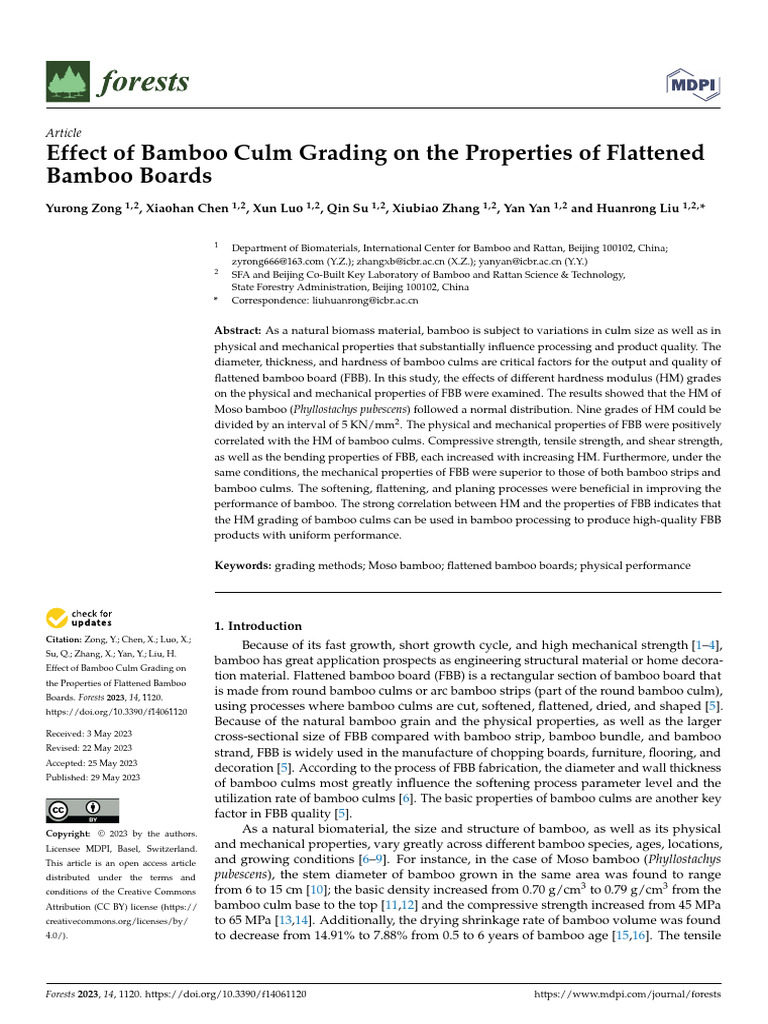 Bamboo Culm Grading Effects on FBB Properties | PDF | Bamboo | Young's ...