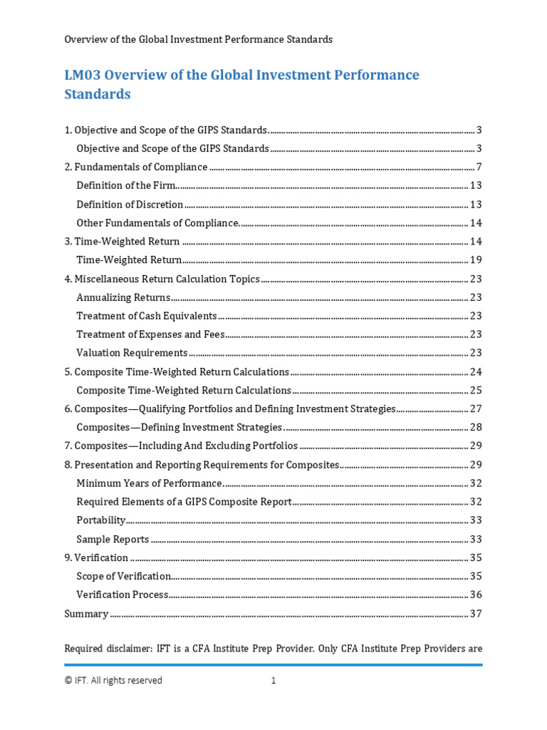 Global Investment Performance Standards Overview | PDF | Investment ...