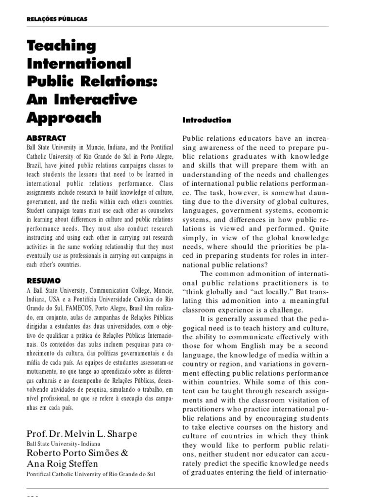 Teaching International Public Relations: An Interactive Approach | PDF ...