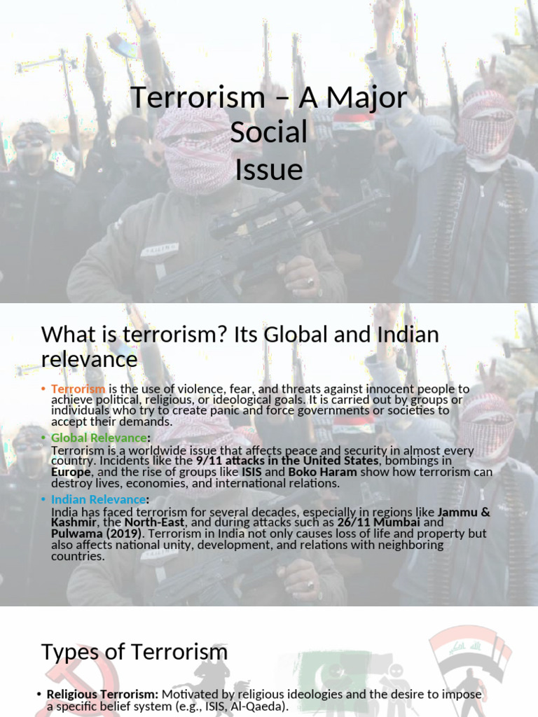 Terrorism - A Major Social Issue | PDF | Islamic Terrorism | Extremism