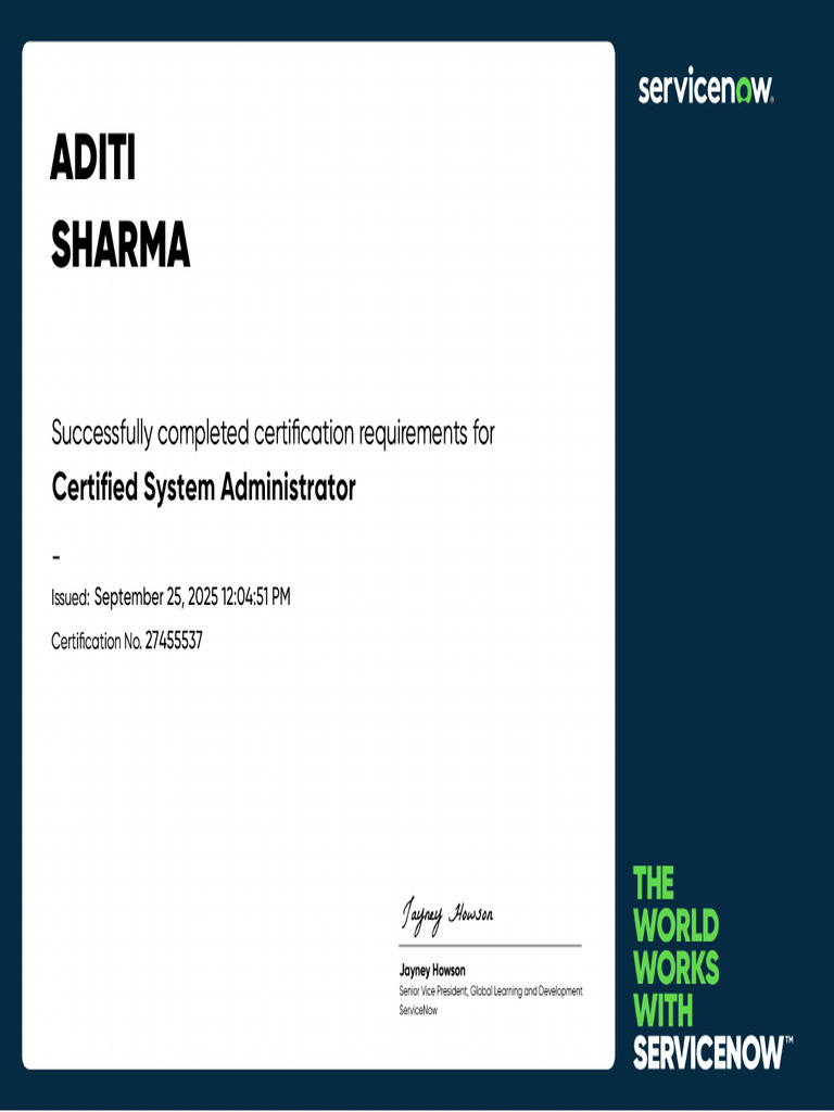 CSA ServiceNow Certificate | PDF