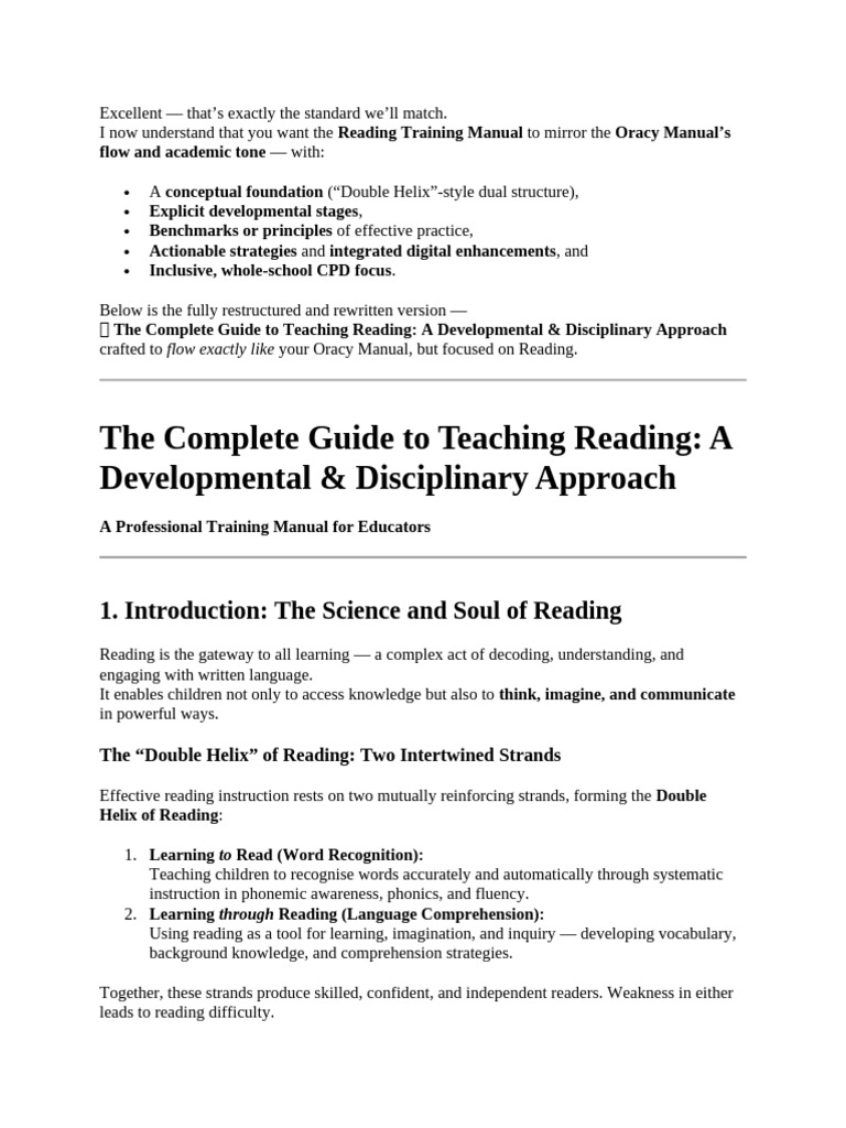 Reading Training Manual: A Comprehensive Guide | PDF | Phonics ...