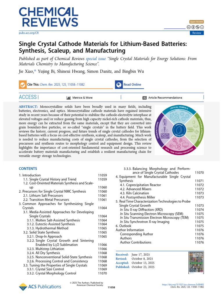 Single Crystal Cathodes for Batteries | PDF | Salt (Chemistry ...