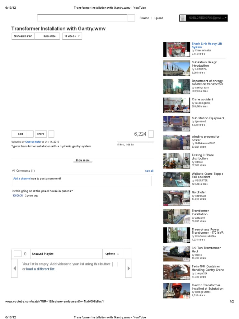 Transformer Installation With Gantry | PDF | Transformer | You Tube