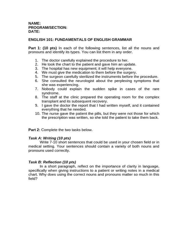 Nouns and Pronouns | PDF