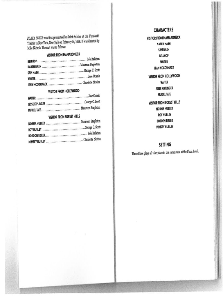 Plaza Suite Script | PDF