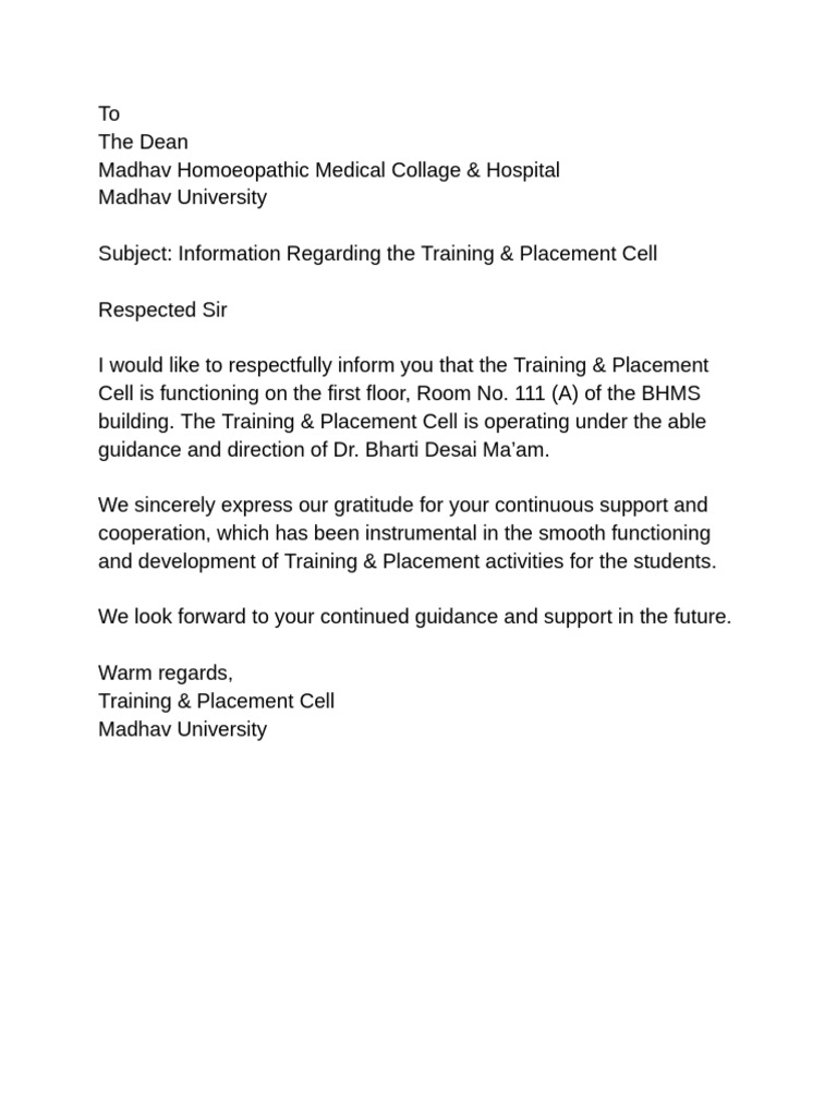 Training & Placement Cell Update | PDF