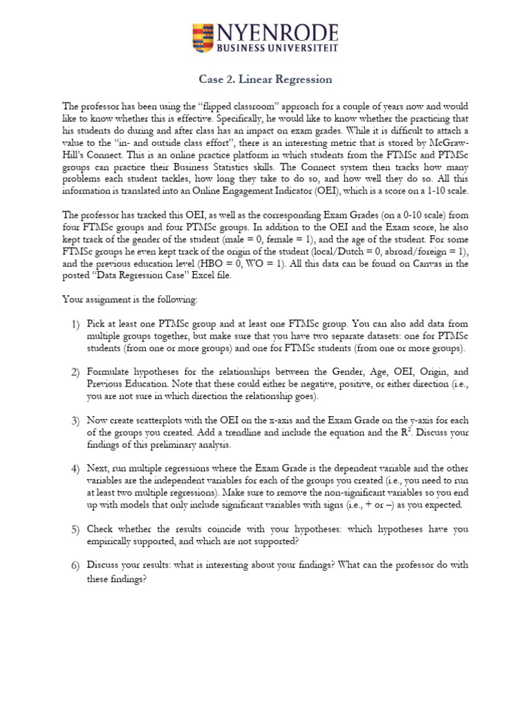 Case 2_ Linear Regression | PDF | Regression Analysis | Statistical ...