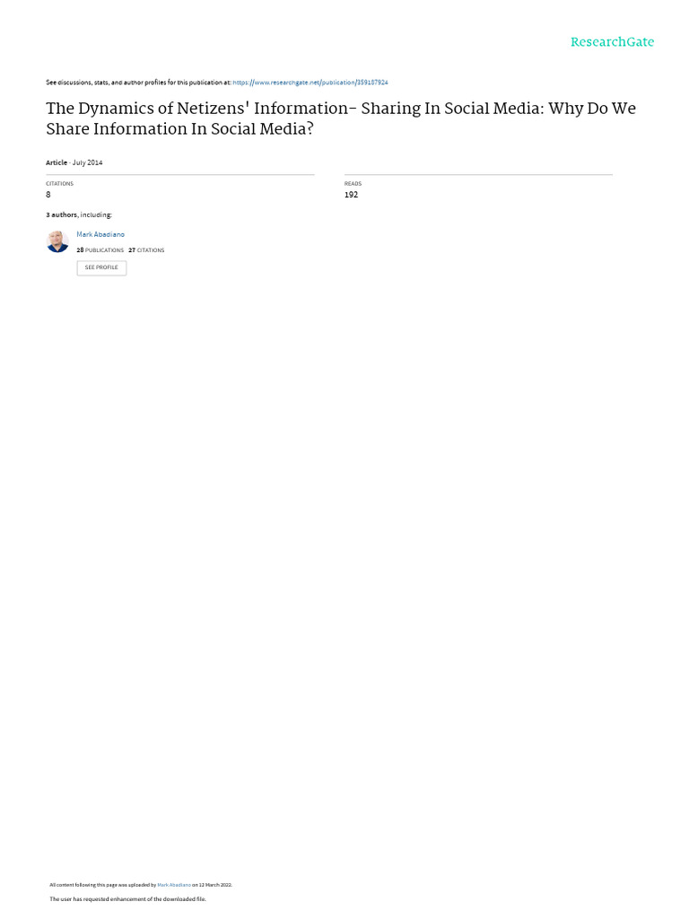 Netizens' Information Sharing in Social Media | PDF | Cognition | Science