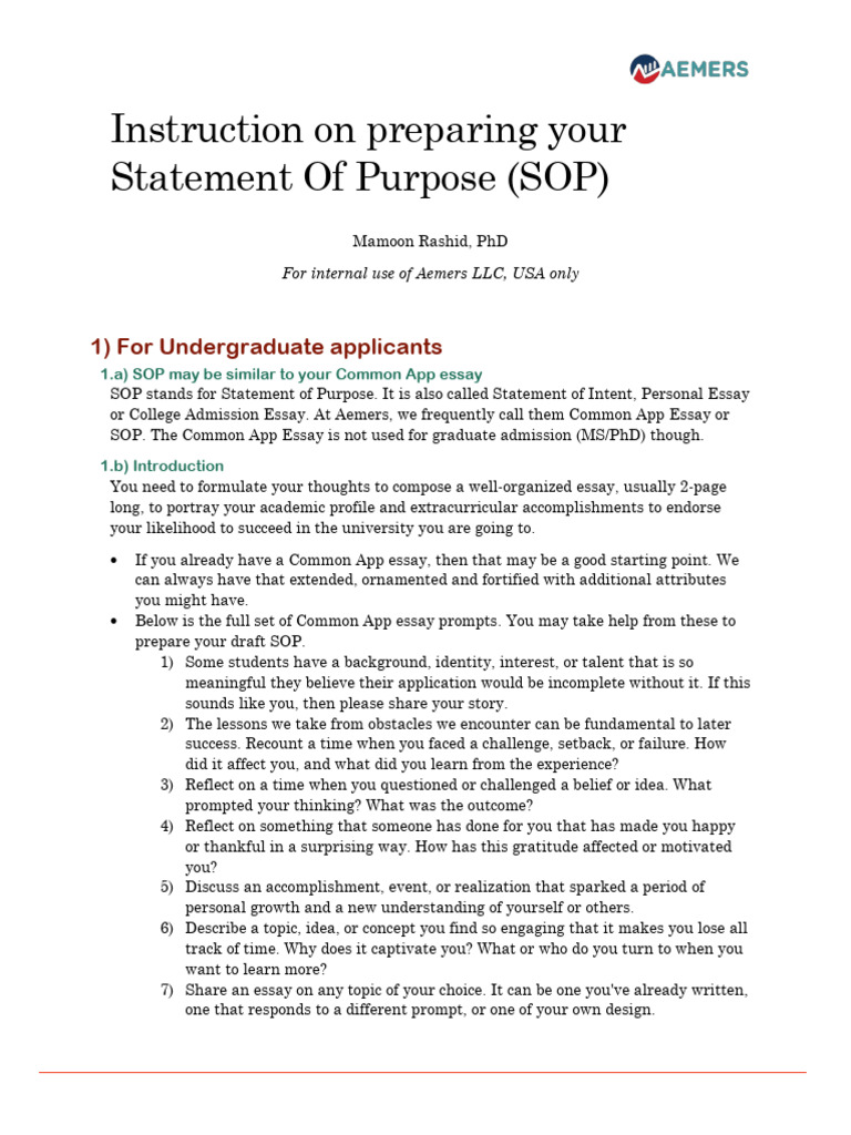 08 How to Prepare Your SOP | PDF | Essays | Psychological Concepts