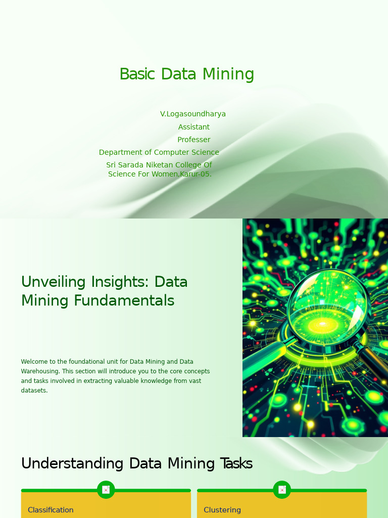 Unveiling Insights Data Mining Fundamentals (NEW) | PDF | Data Mining | Data