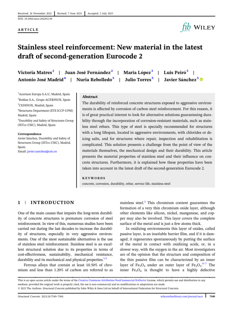 Stainless Steel Rebar in Eurocode 2 Draft | PDF | Stainless Steel | Steel