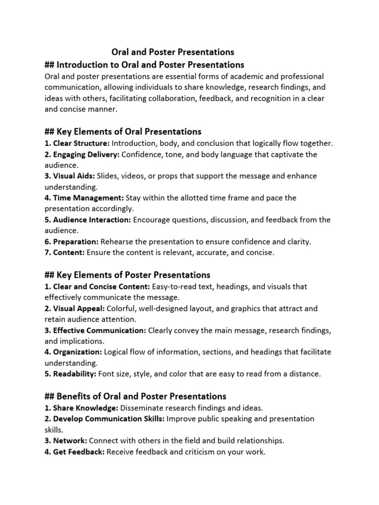 Oral and Poster Presentation Essentials | PDF | Communication | Public ...