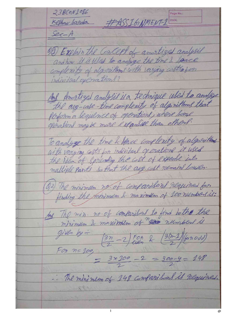 DAA Assignment 1 | PDF