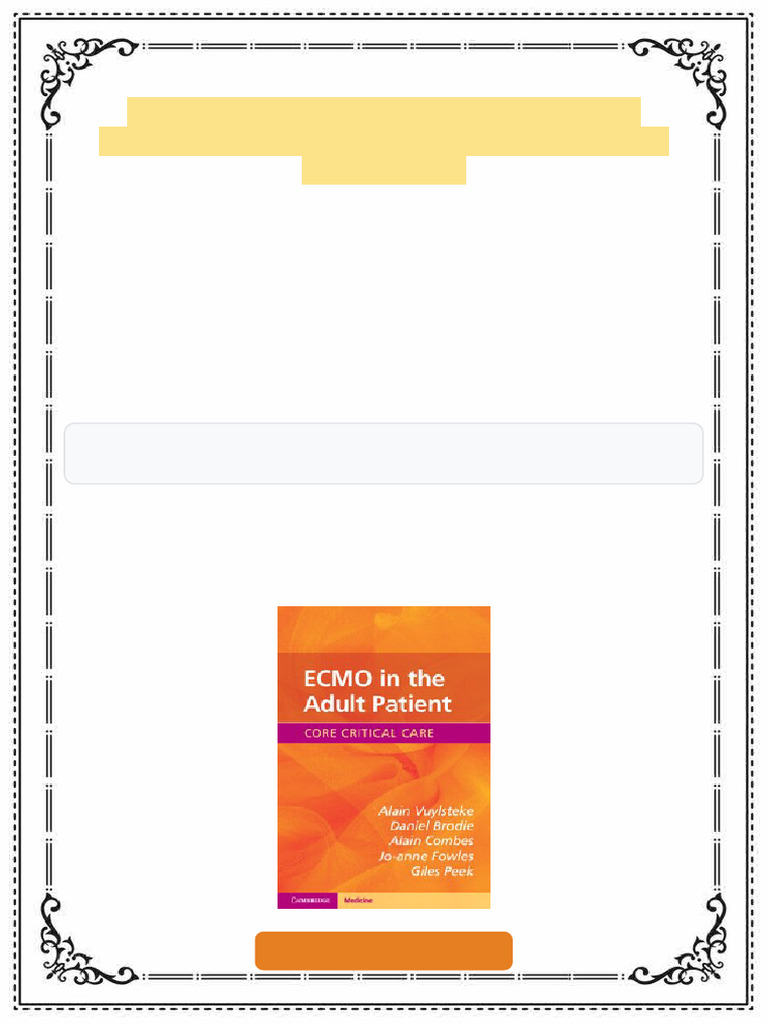 ECMO in the Adult Patient 1st Edition Alain Vuylsteke eBook quick ...