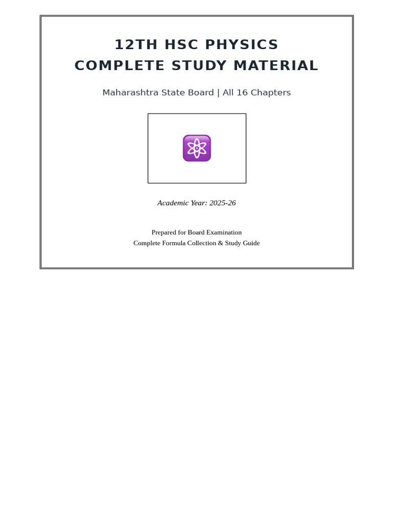 12th HSC Physics Study Guide 2025-26 | PDF | Rotation Around A Fixed ...